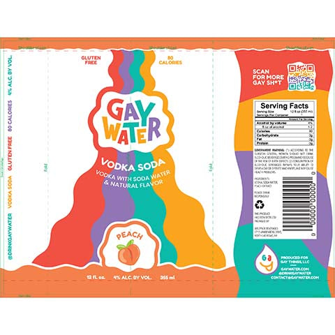 Gay Water Peach Vodka Soda – CraftShack - Buy craft beer online.