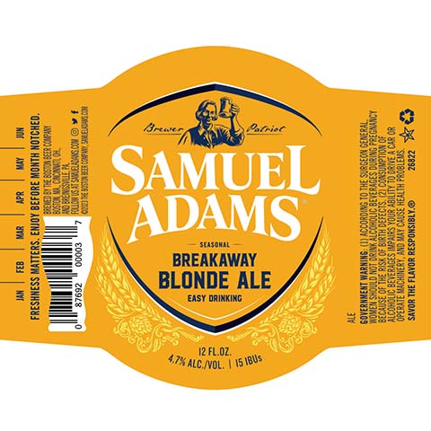 Samuel Adams Breakaway Blonde Ale – CraftShack - Buy craft beer online.