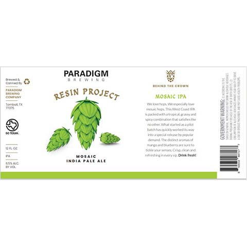 Paradigm Resin Project Mosaic IPA – CraftShack - Buy craft beer online.