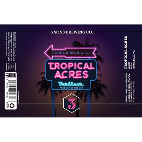 3 Sons Tropical Acres Sour Ale – CraftShack - Buy craft beer online.