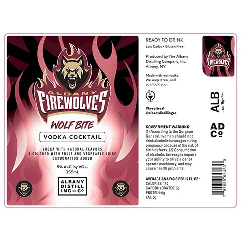 Albany Firewolves Wolf Bite Vodka Cocktail – CraftShack - Buy craft ...