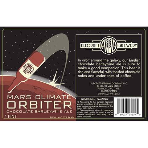Alecraft Mars Climate Orbiter Barleywine Ale – CraftShack - Buy craft ...