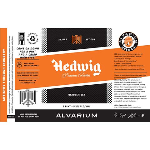 Alvarium Hedwig Premium Festbier – CraftShack - Buy craft beer online.