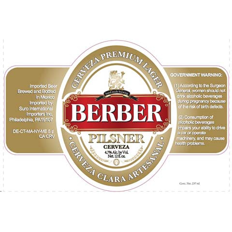 Berber Pilsner – CraftShack - Buy craft beer online.