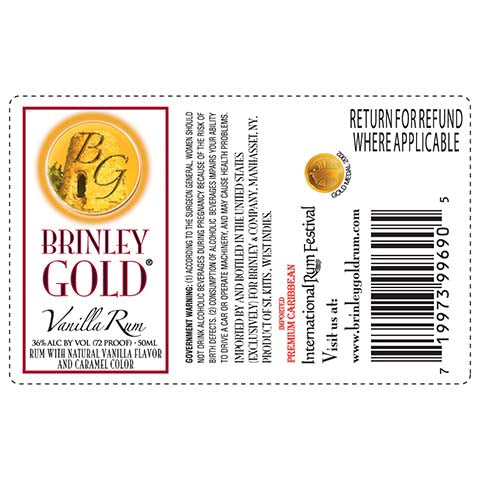 Brinley Gold Vanilla Rum – Buy Liquor Online