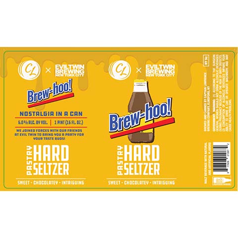 Captain Lawrence / Evil Twin Brew-hoo! Pastry Hard Seltzer – CraftShack ...