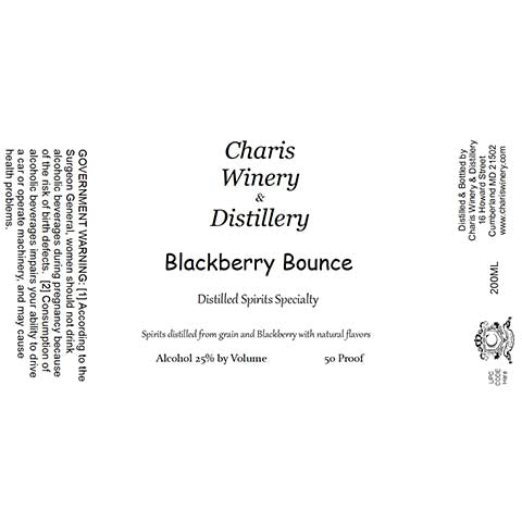 Charis Winery & Distillery Blackberry Bounce – Buy Liquor Online