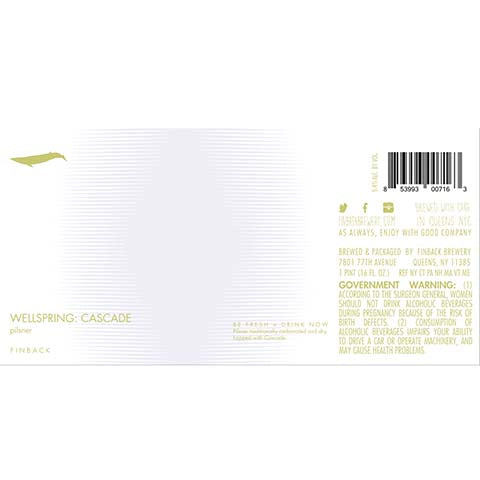 Finback Wellspring Cascade Pilsner – CraftShack - Buy craft beer online.