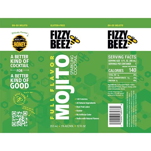 Fizzy Beez Mojito Sparkling Cocktail – CraftShack - Buy craft beer online.