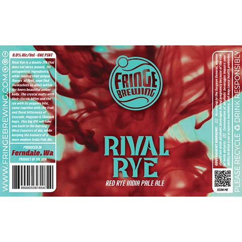 Fringe Rival Rye Red Rye IPA – CraftShack - Buy craft beer online.