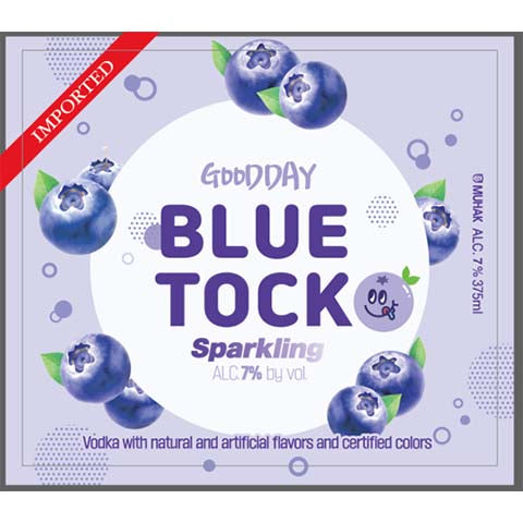 Good Day Blue Tock Sparkling Vodka – CraftShack - Buy craft beer online.