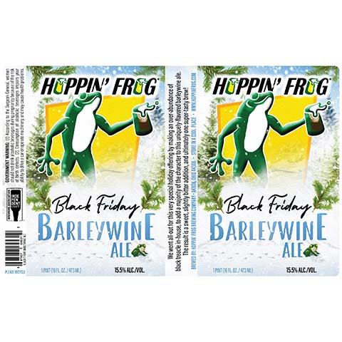 Hoppin' Frog Black Friday Barleywine Ale – CraftShack - Buy craft beer ...