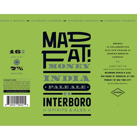 Interboro/Barrier Mad Fat! Money IPA – CraftShack - Buy craft beer online.