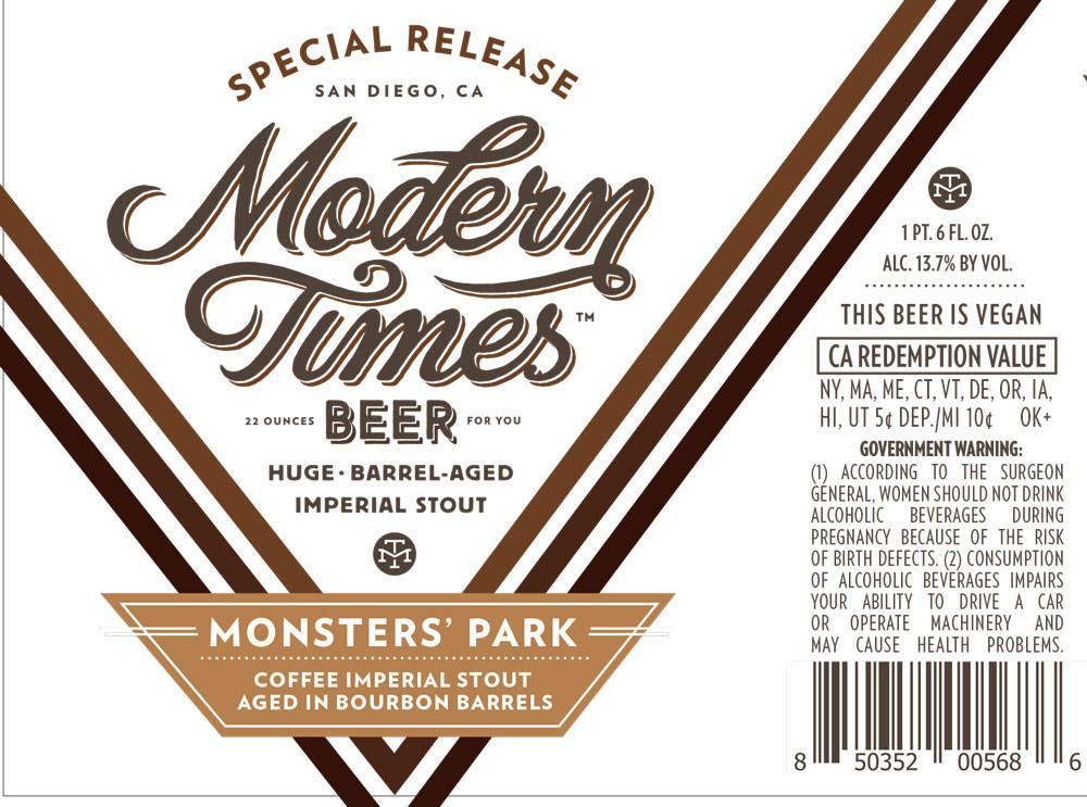 Modern Times Bourbon Barrel Aged Monsters' Park with Coffee / Ordervil ...