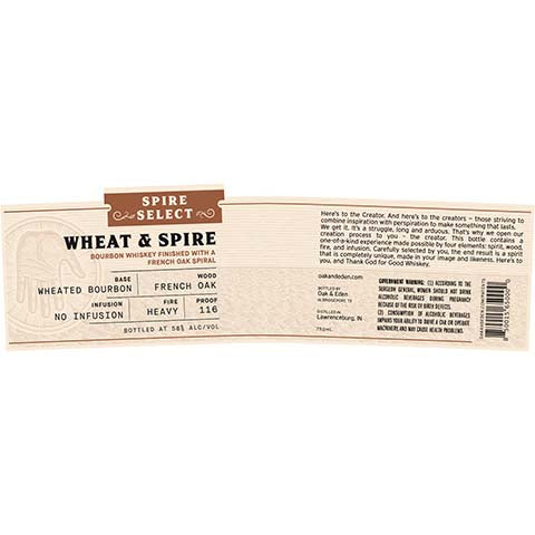 Oak & Eden Spire Select Wheat & Spire French Oak Bourbon Whiskey – Buy ...