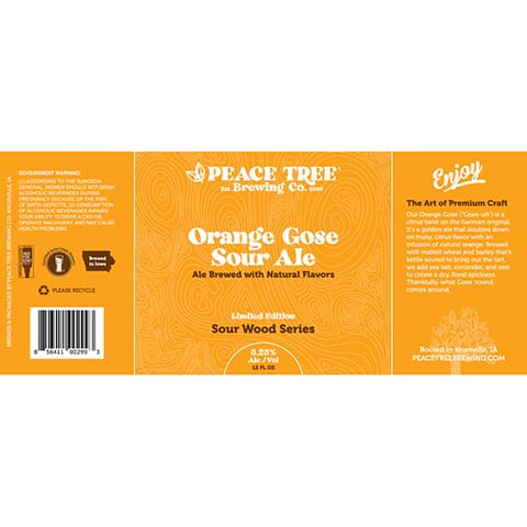 Peace Tree Orange Gose Sour – CraftShack - Buy craft beer online.