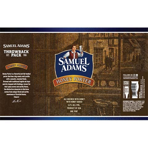 Samuel Adams Honey Porter – CraftShack - Buy craft beer online.