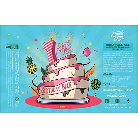 Simple Days Birthday Beer IPA – CraftShack - Buy craft beer online.