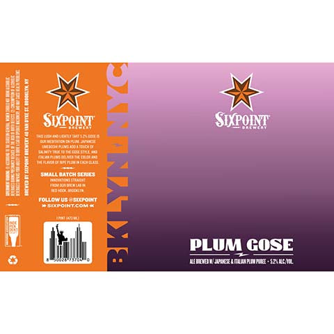 Sixpoint Plum Gose Ale – CraftShack - Buy craft beer online.