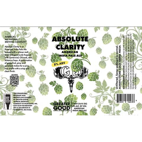 Greater Good Absolute Clarity IPA – CraftShack - Buy craft beer online.